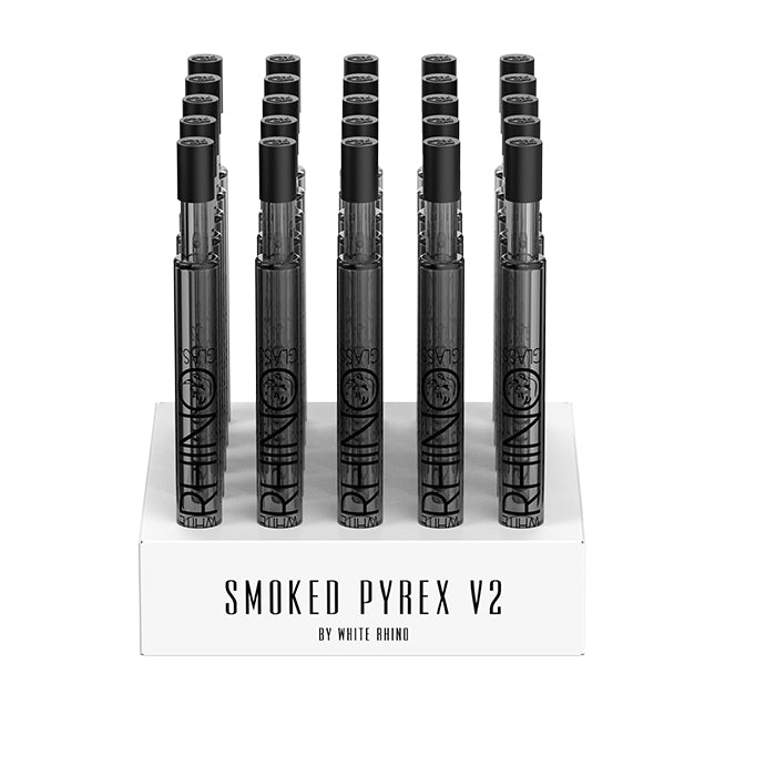 PYREX V2 DAB STRAW WITH SILICONE CAP SMOKED - 25 COUNT DISPLAY – White ...